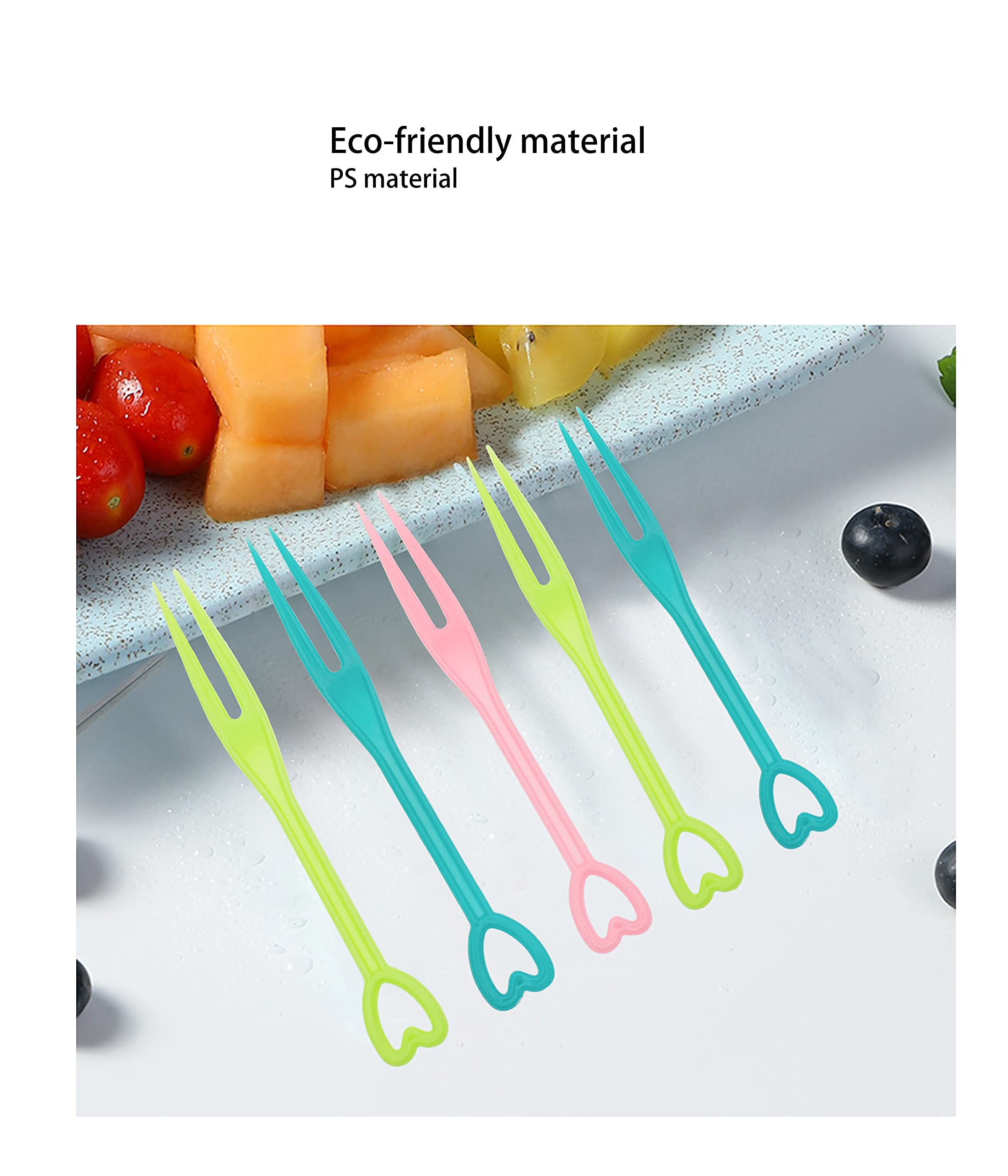 Disposable plastic fruit fork (500pcs) kids fruit fork mini dessert fork Cake fork Food fork Plate fork Birthday, party supplies