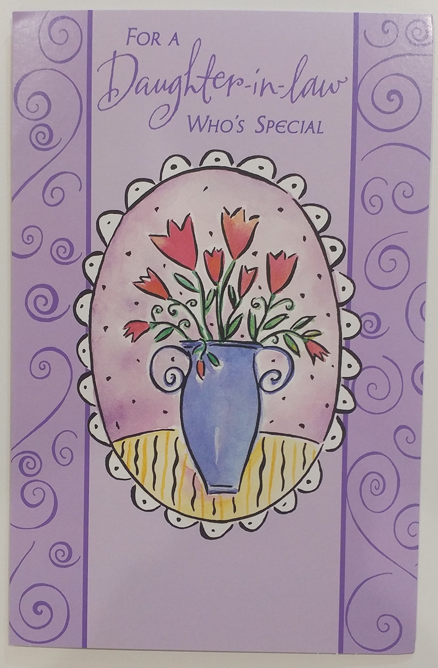 Happy Birthday Daughter-in-law Greeting Card - Loving Wishes (Purple Flowers)