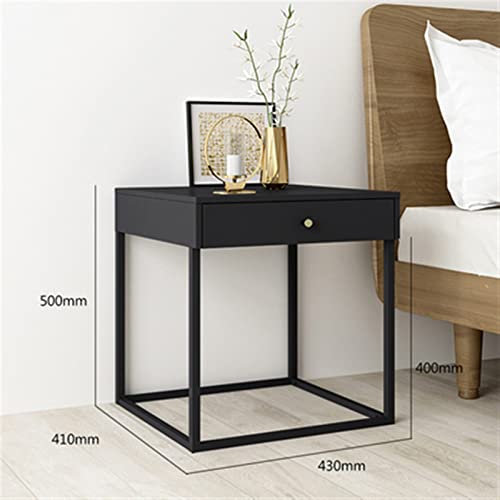 HIGOH Bedside Table Bedside Table Simple Modern Bedroom Small Bedside Storage Cabinet Cupboard Bedside Table Sofa Side Table with Drawer (Color : Black)