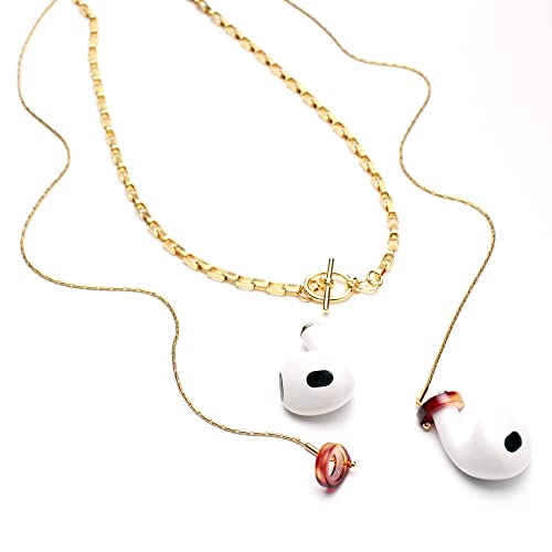 JOJOPANDA Anti-Lost Airpod Necklace Airpods Pro 2/1 Holder Chain Compatible Airpods 3/2/1 Strap Lanyard Cord (Gold Box Chain)