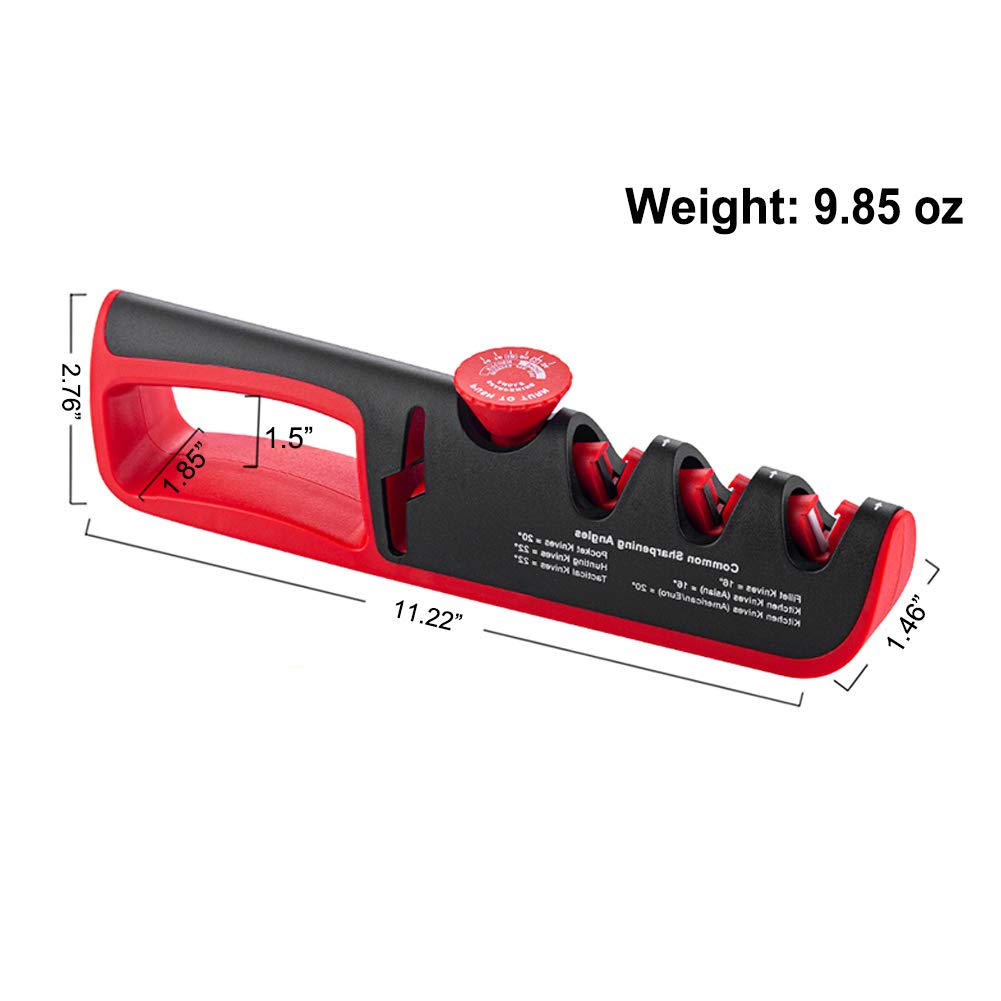 BWONE Knife Sharpener Kitchen Professional 4 in 1 Blade Sharpening Tool with Adjustable Angle Button, Suitable for Various Knives to Quickly Repair Restore Polish
