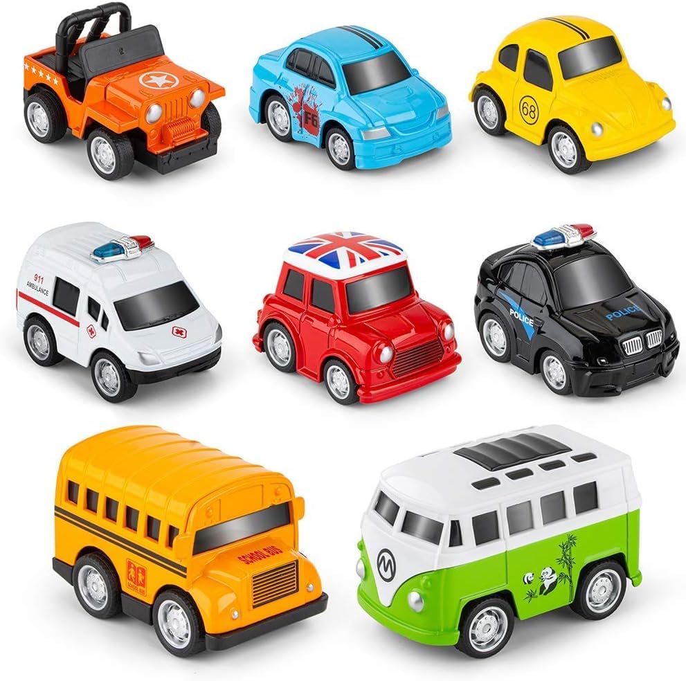 RuiDaXiang Metal Pull Back Cars,8 Pack Mini die cast Toy Cars Set, for Aged 3-6 Year Boys