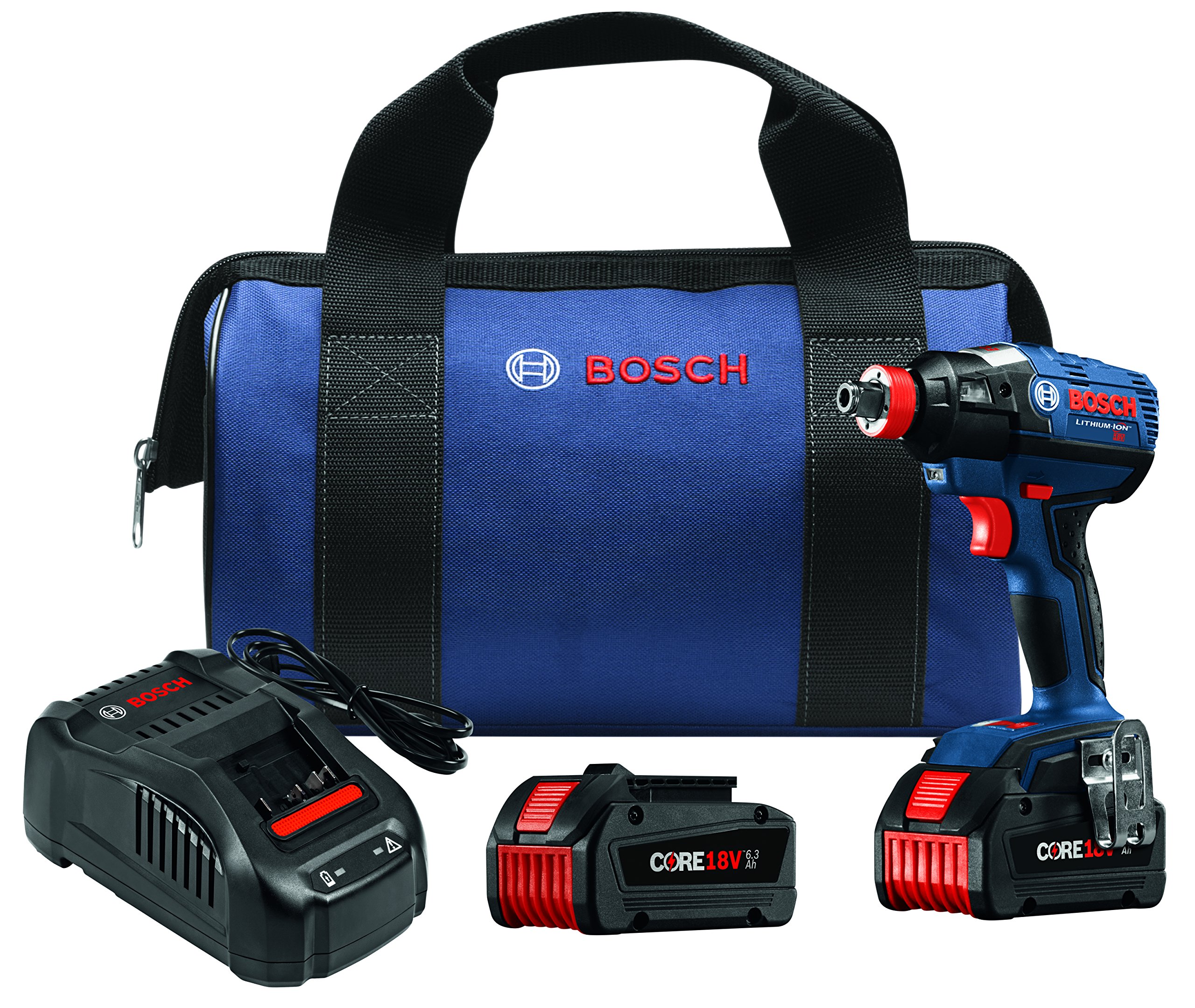 Bosch IDH182-B24 18V EC Brushless 1/4" and 1/2" Socket-Ready Impact Driver Kit with (2) CORE18V Batteries, Blue