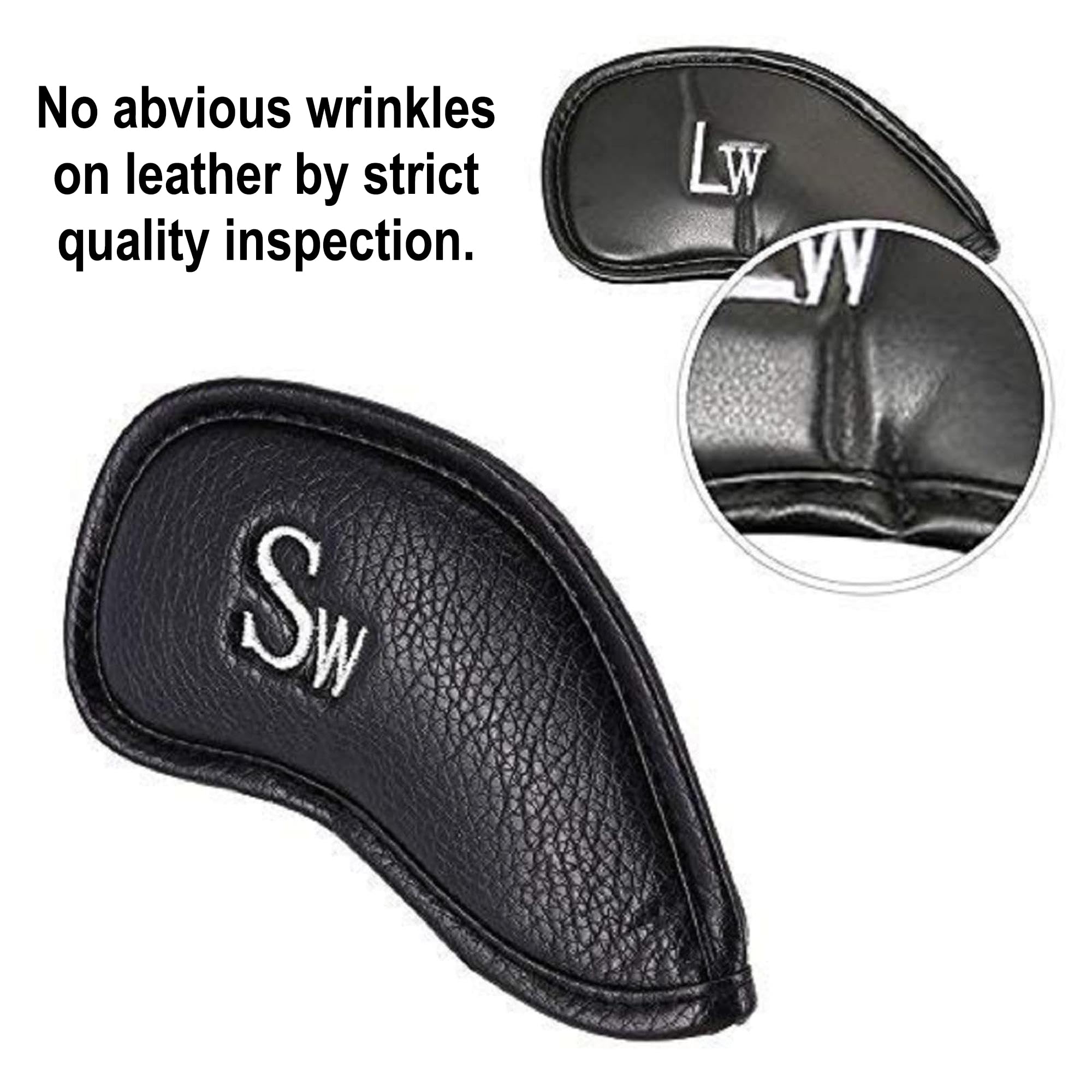 Craftsman Golf 12pcs Thick Synthetic Leather Golf Iron Head Covers Set Headcover fits All Brands Callaway Ping Taylormade Cobra Etc.