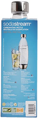 SodaStream 1L Slim Metal Carbonating Bottle, Single