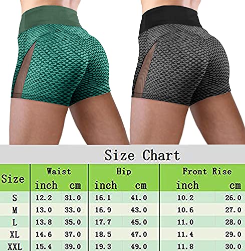 Cnkwei Womens TIK TOK Leggings Shorts Scrunch Side Mesh Butt Lifting Workout Active Shorts Green