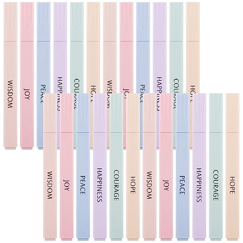 Honoson 24 Pieces Bible Highlighters with Soft Chisel Tip Pastel Bible Highlighters Set Cute Aesthetic Markers Assorted Colors No Bleed Bible Markers Bible Study Journaling Supplies and Accessories