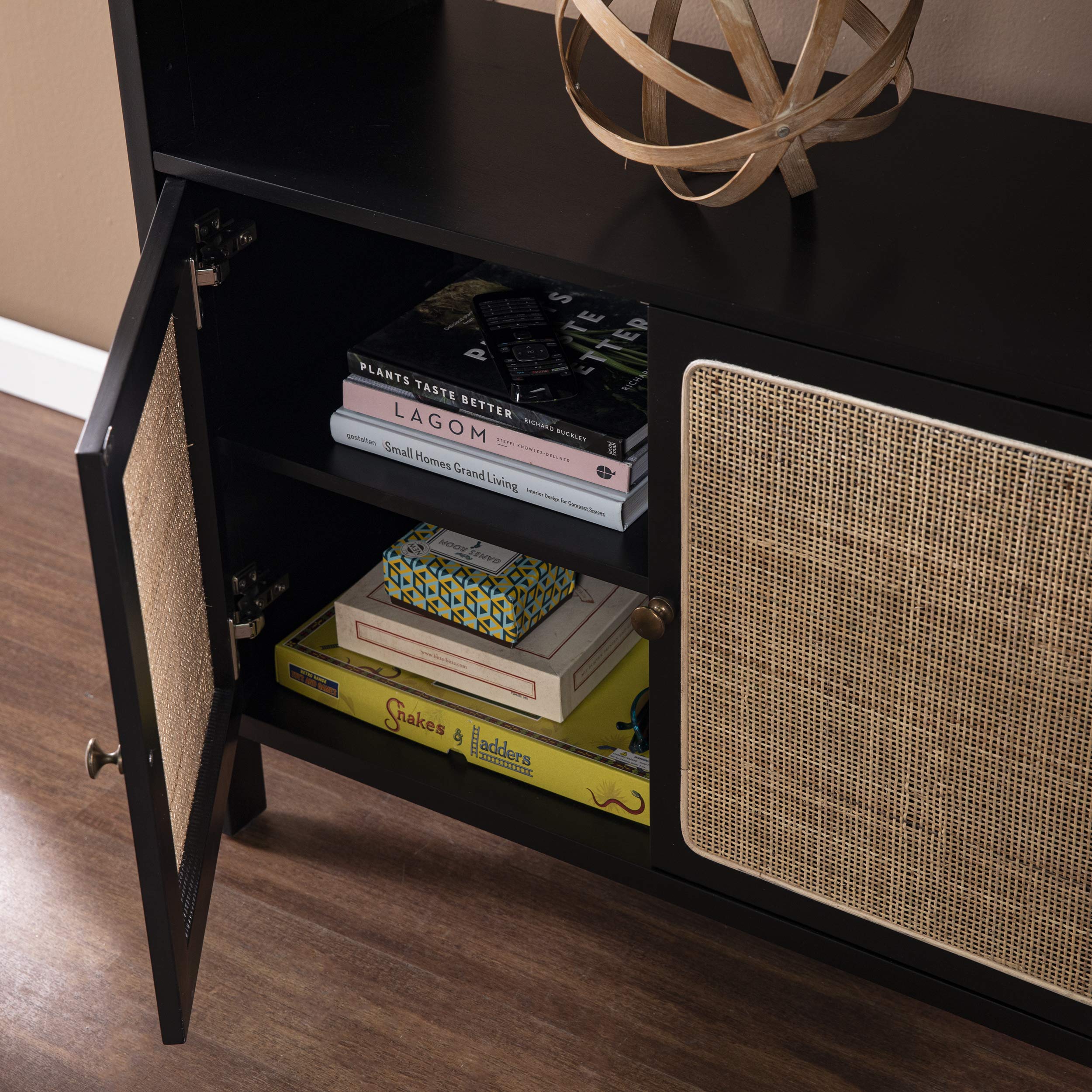 SEI Furniture Carondale Bookshelf, Standard, Black, Gold, Natural