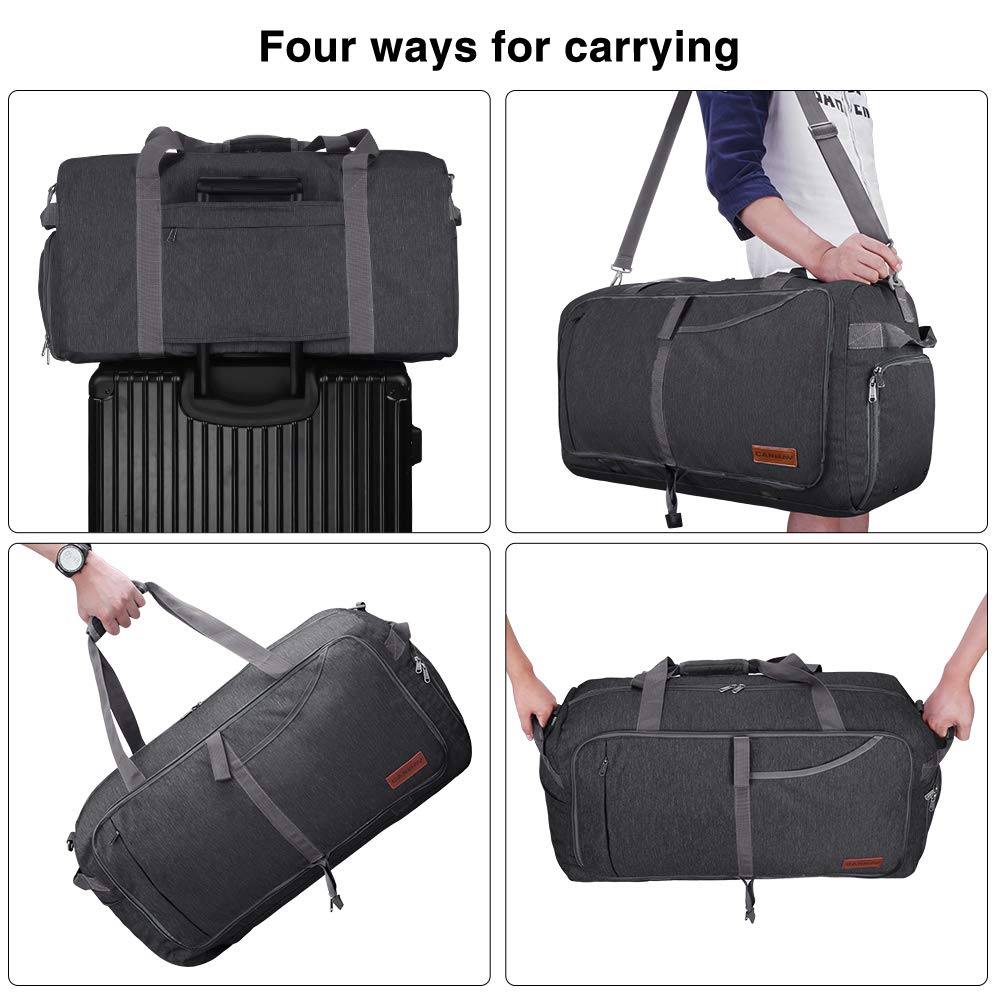 Canway 115L Travel Duffel Bag, Foldable Weekender Bag with Shoes Compartment for Men Women Water-proof & Tear Resistant (Panther Black, 115L)