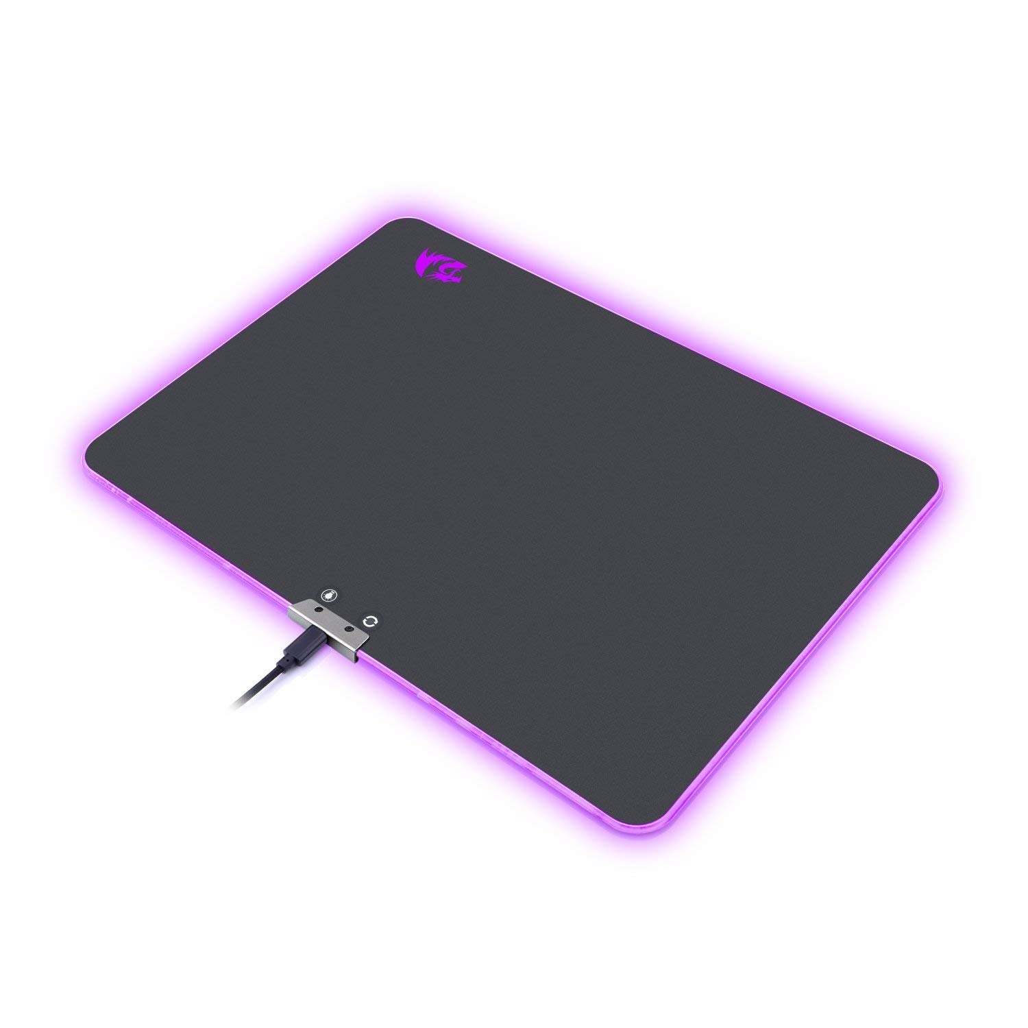 Redragon P010 Gaming Mouse Pad, RGB LED Lighting Effects, Wired, Hard Non-Slip Rubber Low Friction Surface Mouse Mat for MMO Computer Windows PC Gamers (13.8 x 9.8 Inch)