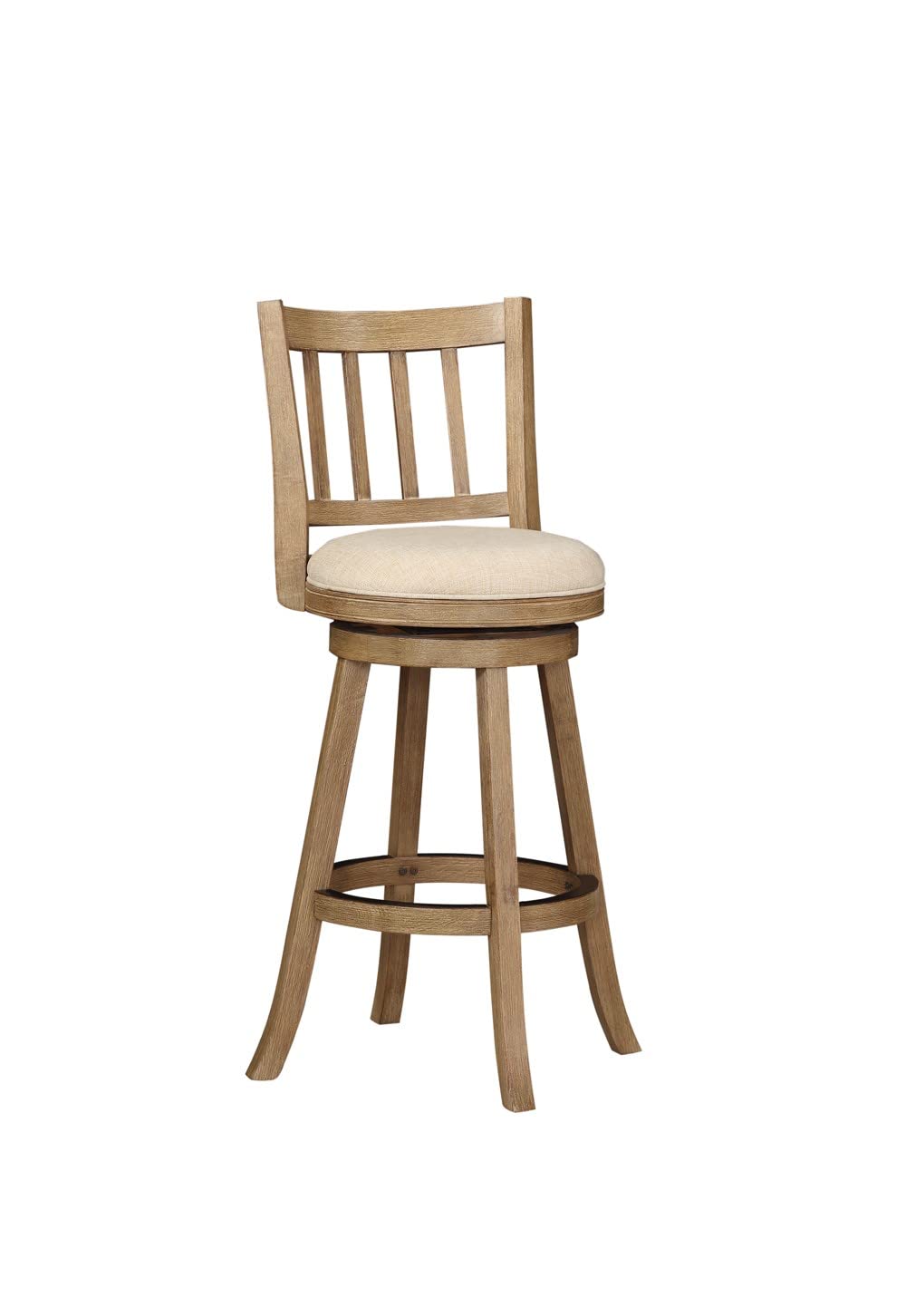 Boraam Sheldon Bar Height Stool, 1 Pack, 29-Inch, 1-Pack, Driftwood Wire-Brush and Ivory