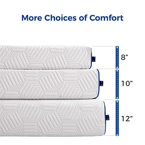 MLILY EGO Blue 8 Inch Twin Memory Foam Mattress, Bed in a Box, Green Tea and Cooling Gel Infused, CertiPUR-US Certified, Made in USA, Medium-Firm, 38βx75βx8β, White