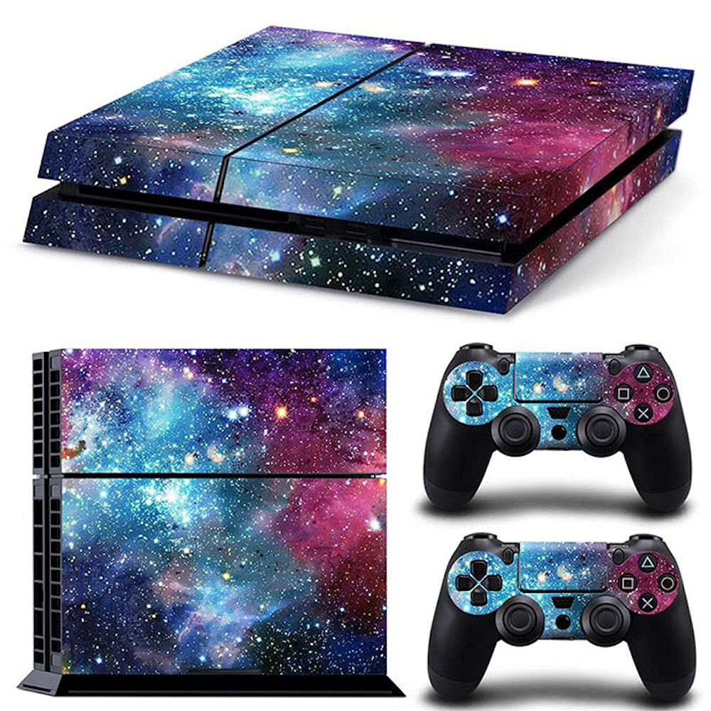 Vinyl Skin Sticker for PS4, Blue Galaxy Console and Controllers Skins Wrap Vinyl Sticker Decal Cover