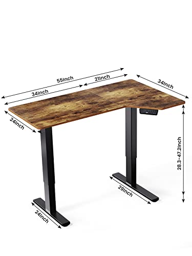 Totnz Standing Desk Adjustable Height, Electric Standing Desk with Starage Bag, Stand up Desk for Home Office Computer Desk Memory Preset with Headphone Hook (55X34 Inch, Rustic)