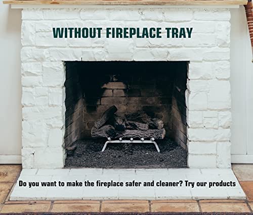 Rundetian Expandable Fireplace Tray, Galvanized Steel Adjustable Ember Holder Fireplace Pan for Collecting Ash, Silver Color(Fireplace Log Grate Not Included) FT2232
