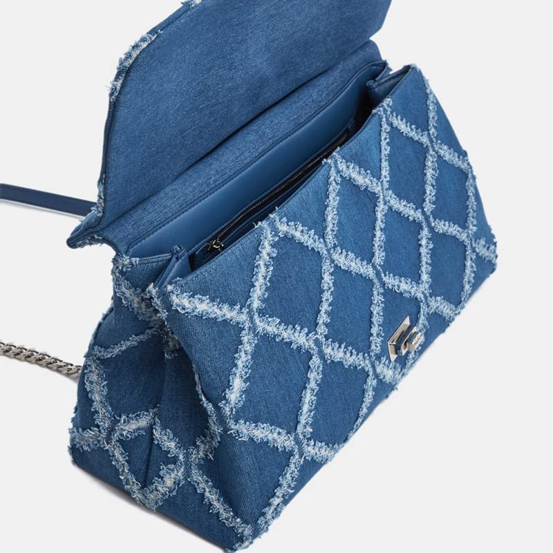 Denim Shoulder Crossbody Bags Women Handbag and purses Jeans Designer Trendy Messenger Bags Medium (Blue)