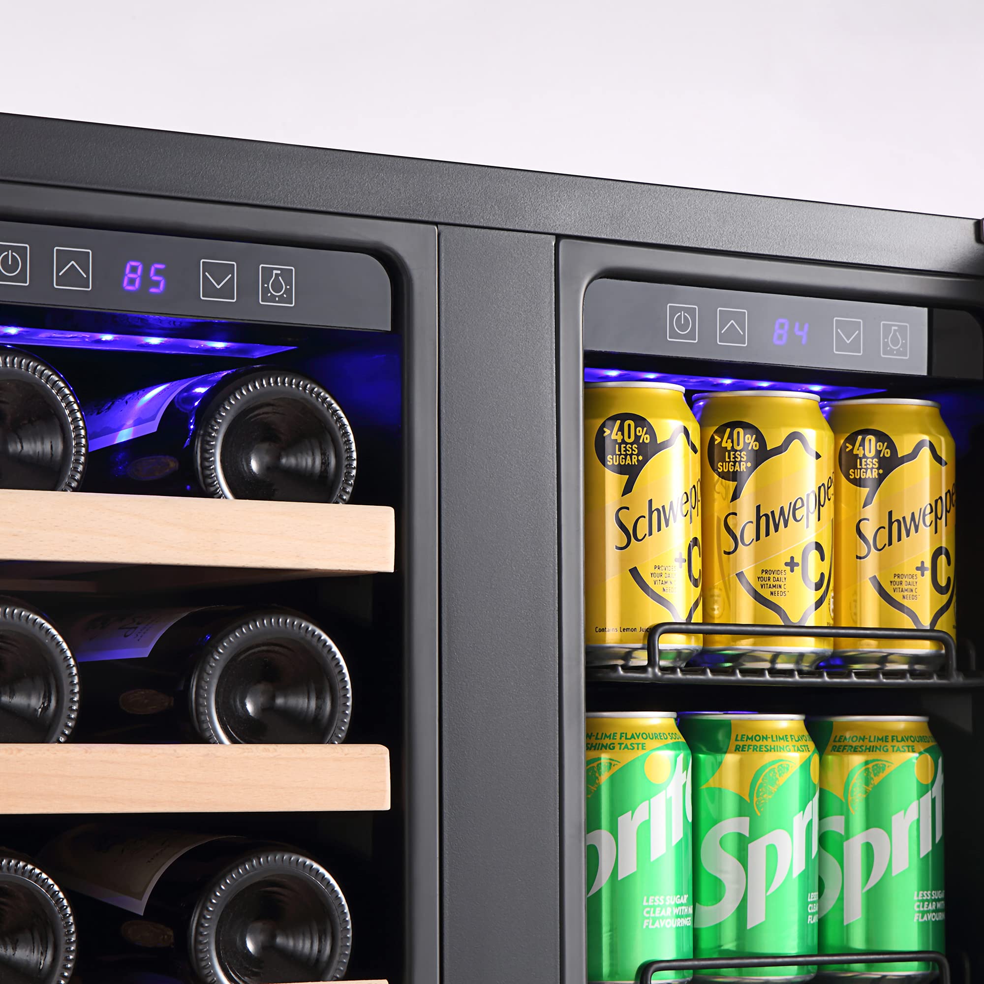 Empava Beverage Refrigerator Cooler 78 Cans and 20 Bottles Freestanding Dual Zone Fridge Cellar for Wine Soda Beer in Stainless Steel, 24 Inch