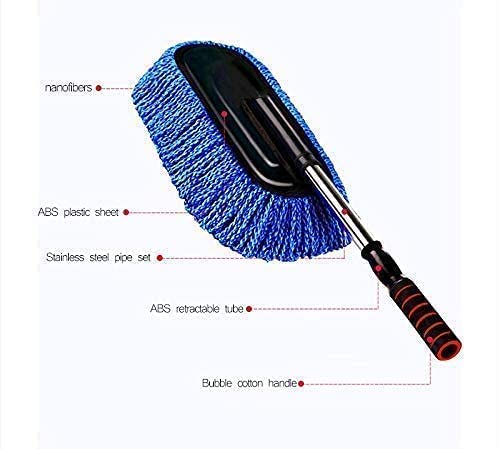 Removable Telescopic Car Wax Drag Nano Fiber Car Wash Brush Car Dusting Tool Car Mop Wax Dash Duster Exterior Interior Cleaning Kit Car Duster 1 Pcs Set (Multicolour)