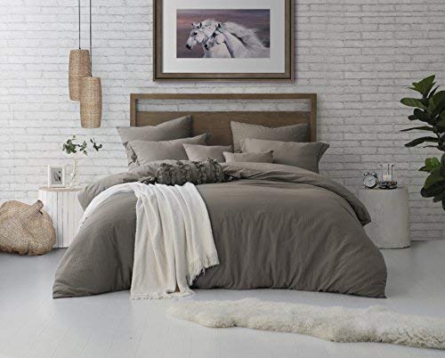 LinenEra Duvet Cover Oversized King Size [3-Piece,Stone Grey]-1 Comforter Protector with 2 Pillow,Zipper Flap & Corner Ties Luxury 100% Cotton - 600 TC Ultra Soft,Cool and Breathable Comforter Cover