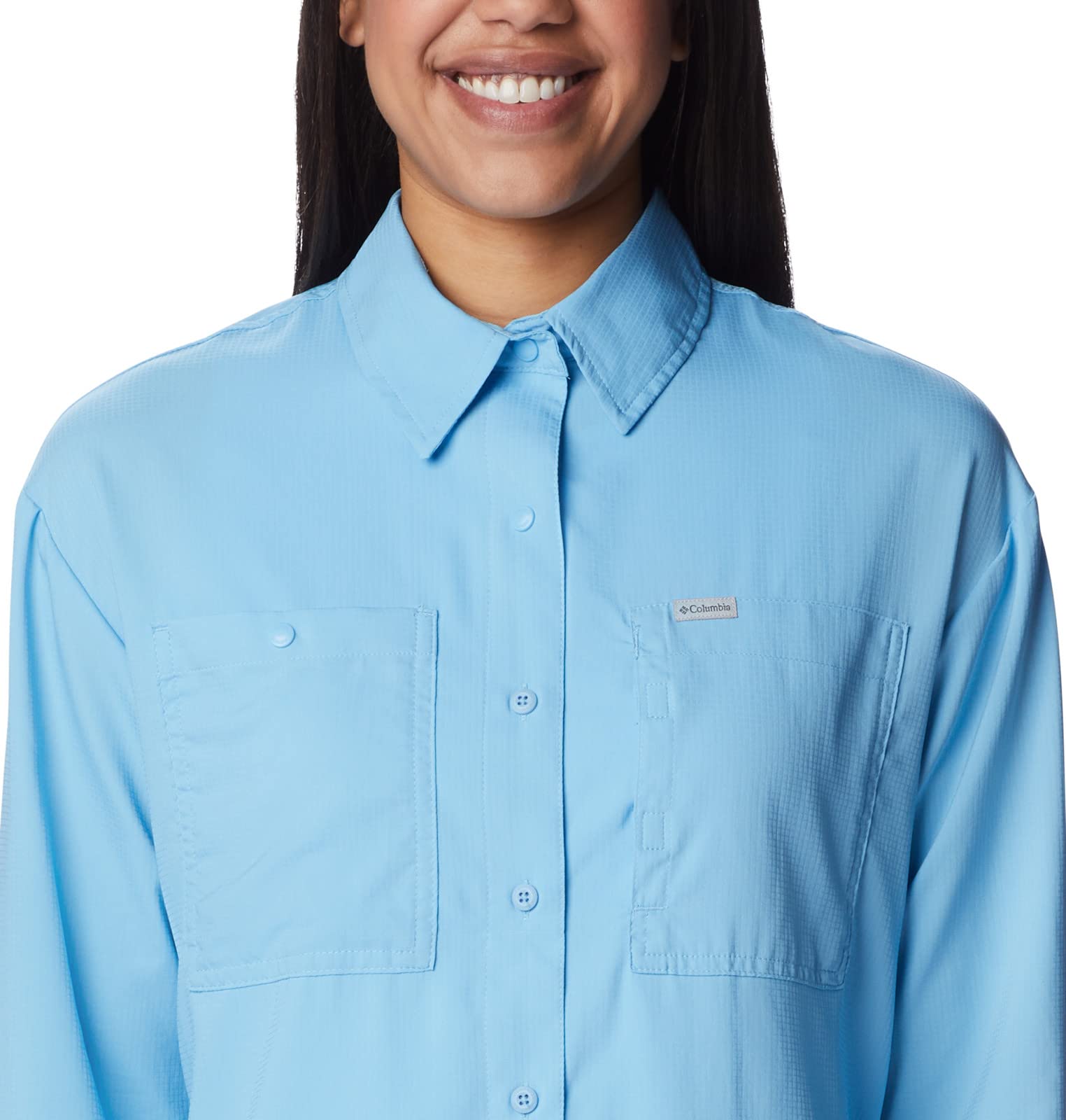 Columbia Women's Silver Ridge Utility Long Sleeve Shirt, Vista Blue, X-Large