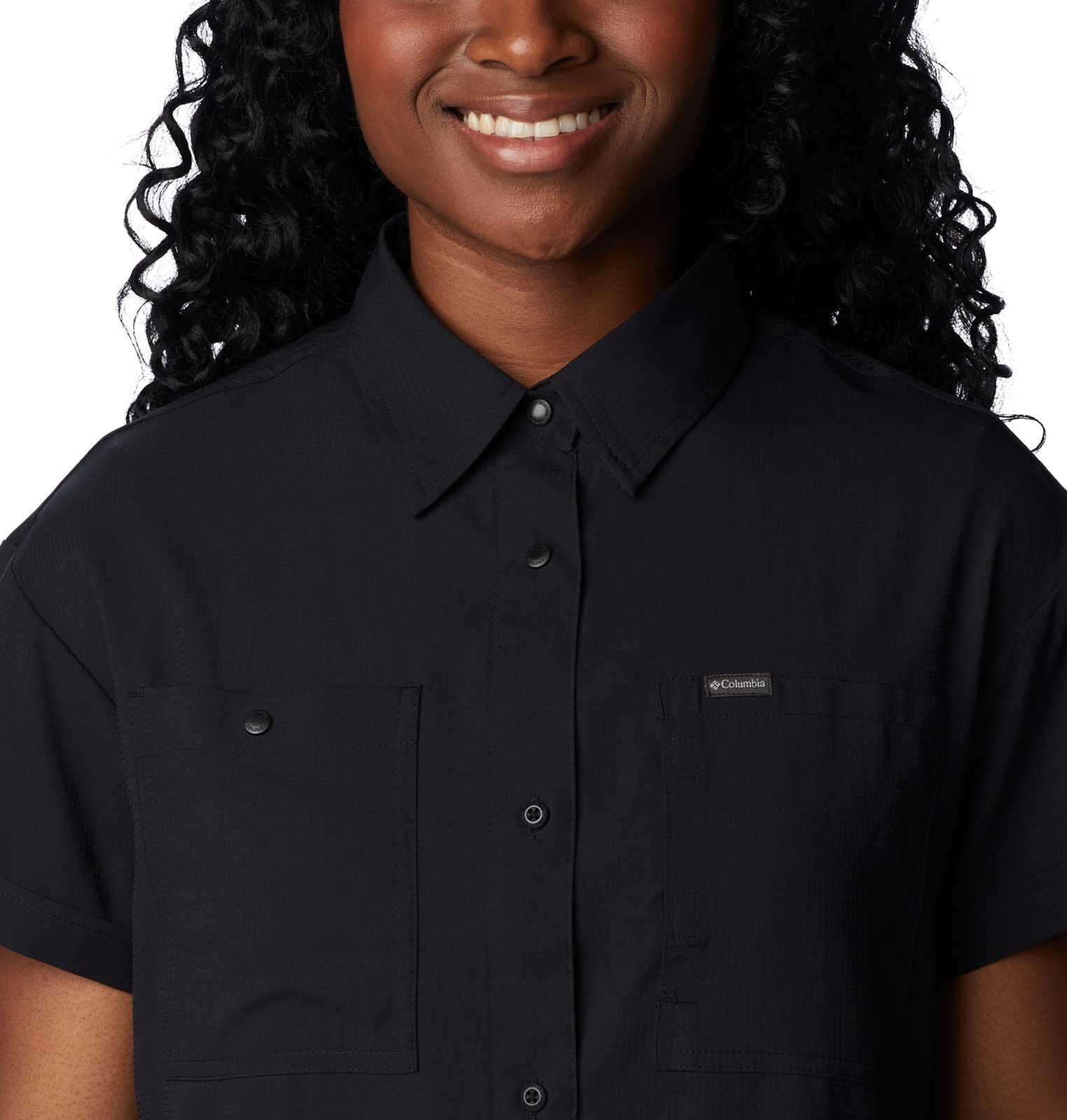 Columbia Women's Silver Ridge Utility Short Sleeve Shirt, Black, X-Large