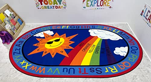 KidCarpet.com Sky's The Limit Classroom Rug 7'6" x 12' Oval Kid Educational Learning Rug for School Classroom, Kids Play Rug for Learning Numbers, Colors & Alphabets Area Rug for Kids