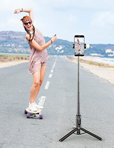 Selfie Stick with Curved Fill Light, Portable & Stable Phone Tripod Stand with Wireless Remote for iPhone/Samsung/Google/One Plus/Sony etc.
