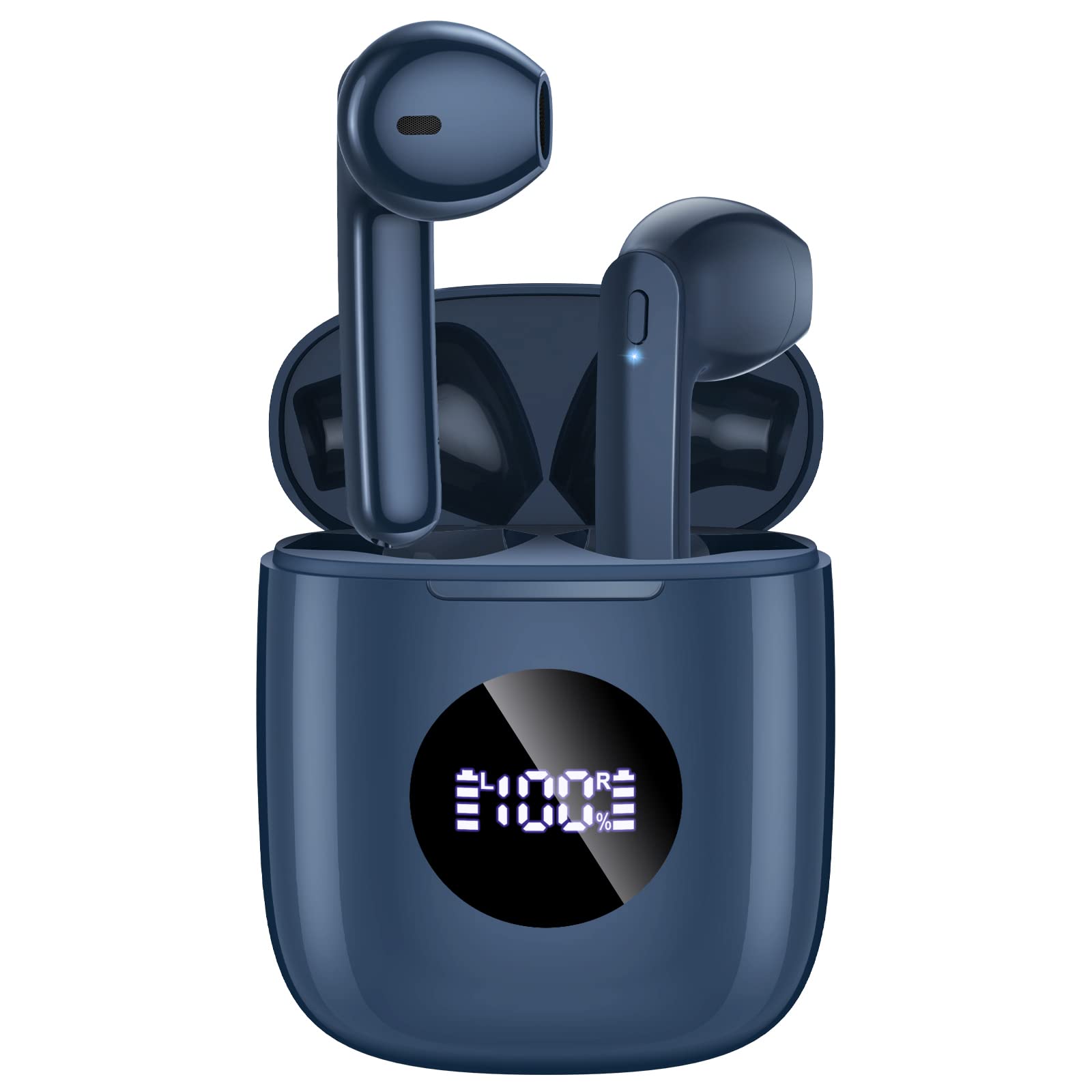 CAPOXO Wireless Earbuds V5.3 Bluetooth Headphones 50Hrs Battery Life with Wireless Charging Case & LED Power Display Deep Bass IPX7 Waterproof Earphones Microphone Stereo Headset for TV Smart Phone