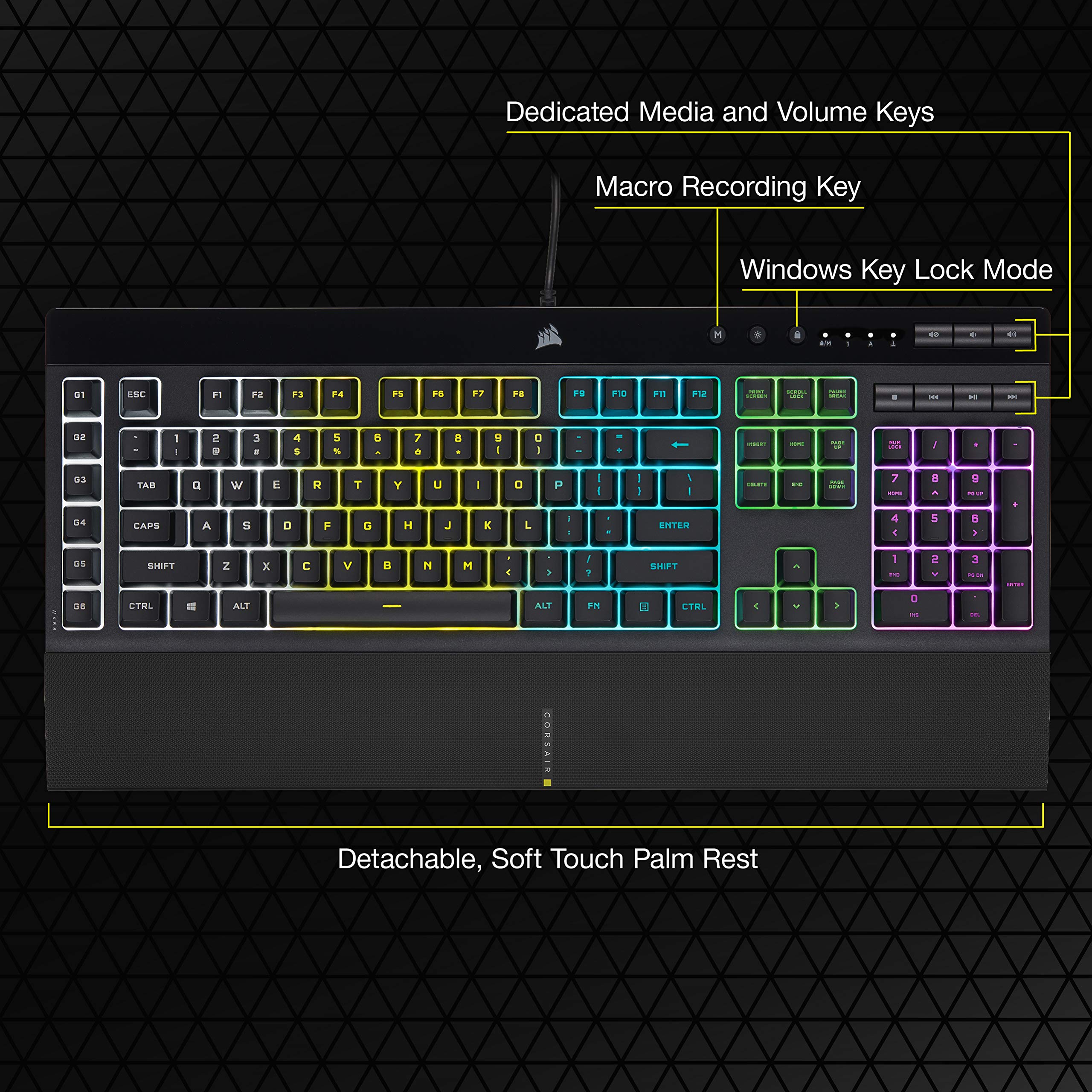 Corsair K55 RGB Pro Wired Dome Membrane Gaming Keyboard with Elgato Stream Deck Software Integration (Renewed)