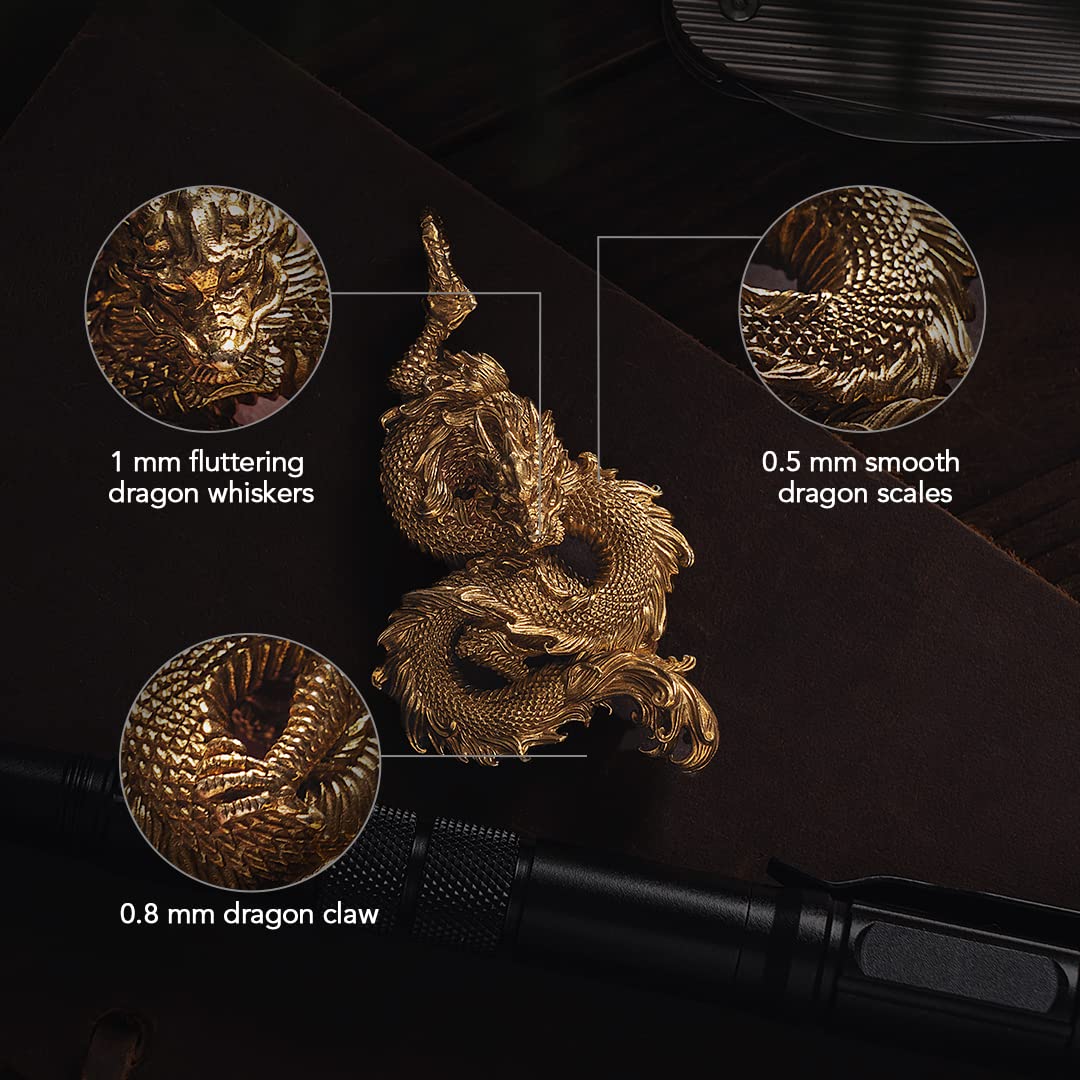 COPPERTIST.WU Dragon Pendant Necklace for Men丨Cool Gothic Punk Brass Dragon Head Animal Charm