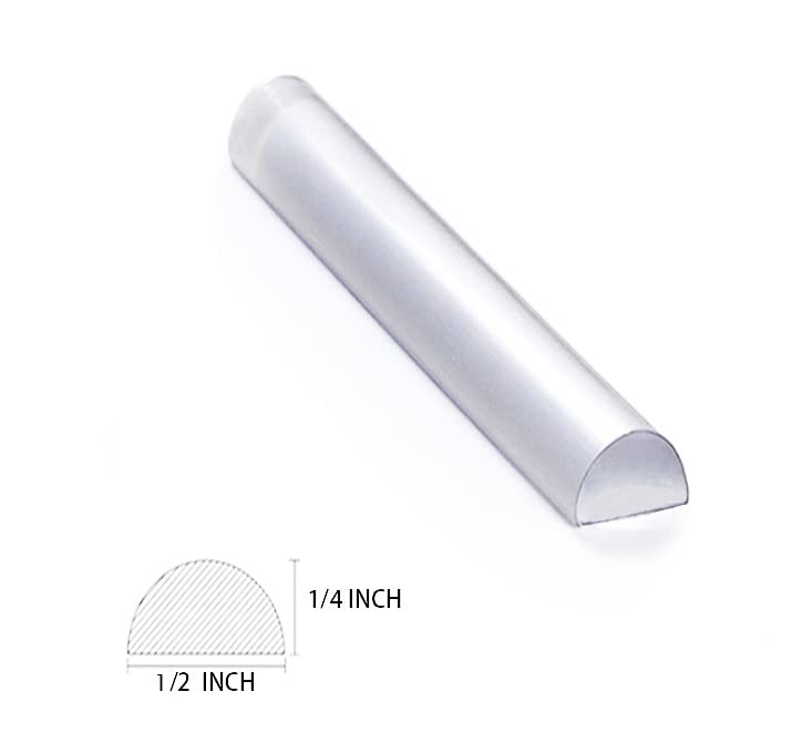 Dalrun Clear Acrylic Shower Threshold 1/2" X 1/4" (WxL) for Frameless Shower Door, Transparent Shower Dam Shower Splash Guard 36" Long,Half Round,Peel and Stick