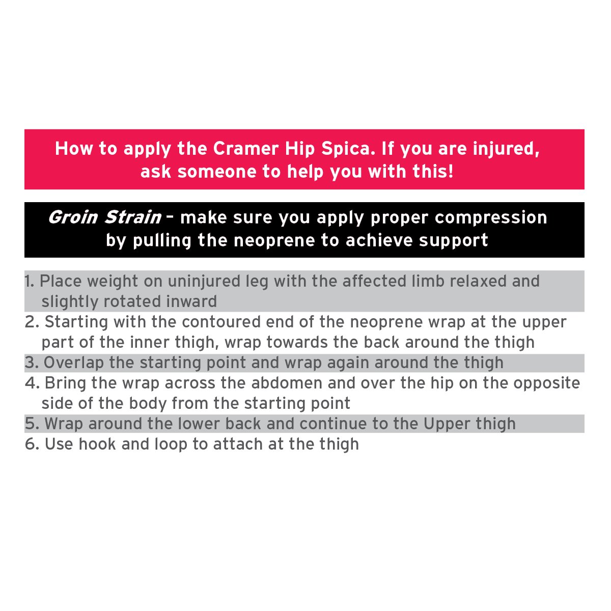 Cramer Groin Hip Spica Support For Groin Strain, Groin Sprain, Hip Replacement, Sporting & Hip Flexor Injuries, Sciatica Nerve Pain Relief, Adjustable Neoprene Compression Wrap, Injury Recovery, Black