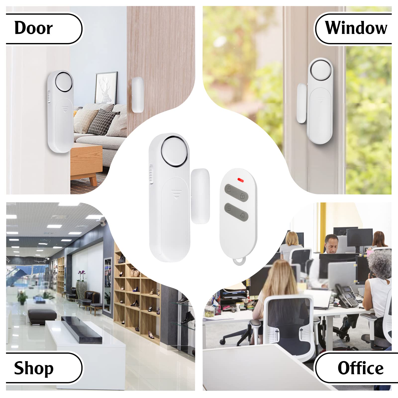 Door Alarm 120dB Door and Window Alarm Sensor 3 Modes Contact Sensor Alarm for Home and Property Security (3 Contact Sensor, 3 Remote Control)