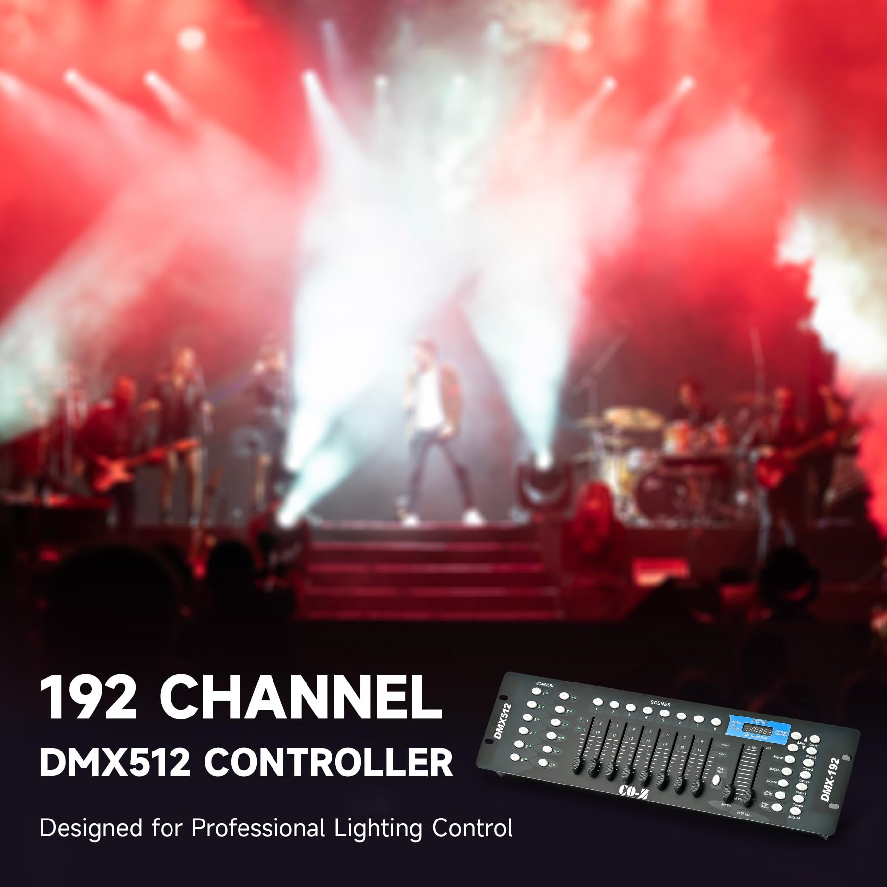 CO-Z 192 DMX 512 Stage DJ Light Controller Lighting Mixer Board Console for Light Shows, Party Disco Pub Night Club DJs KTV Bars and Moving Heads