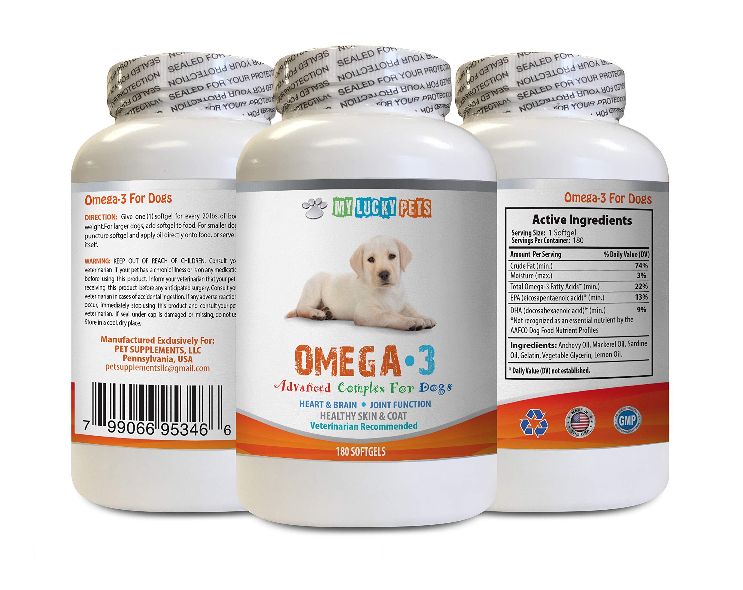MY LUCKY PETS LLC Dog Heart Guard Tablets - Dog Omega 3 Fatty ACIDS - Fish Oil - Best Heart Brain Skin and Joint Health - Vet Recommended - Dog Fish Oil Chews - 1 Bottle (180 Softgels)