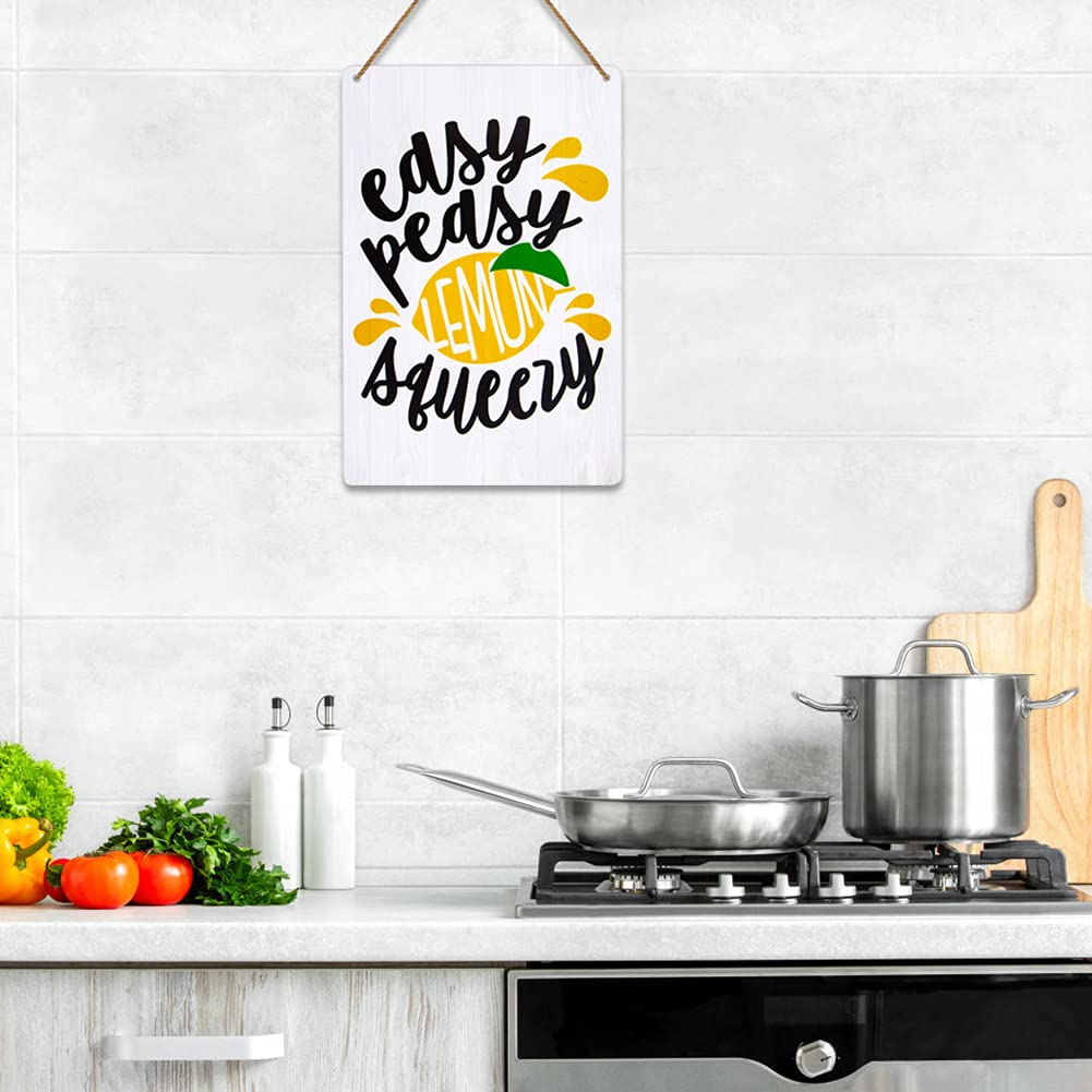WhatSign Easy Peasy Lemon Squeezy Sign 8"x12" Lemon Saying Signs Wall Plaque,Lemon Kitchen Home Decor Signs,Lemon Decor Signs for Home Kitchen Garden Farmhouse Bar Coffee Shop
