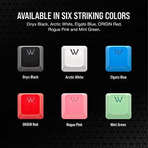 Corsair PBT Double-Shot PRO Keycap Mod Kit – Double-Shot PBT Keycaps – Onyx Black – Standard Bottom Row – Textured Surface – 1.5mm-Thick Walls – O-Ring Dampeners