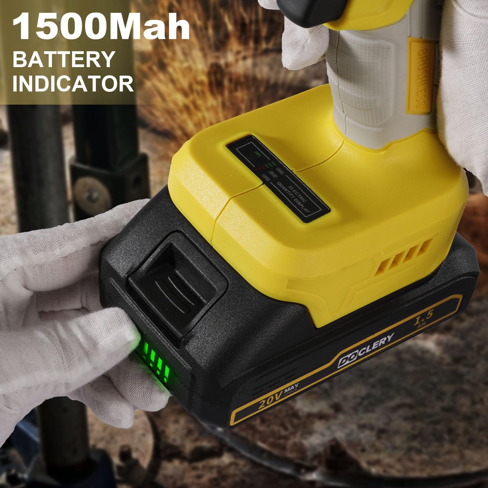 DOCLERY 20V Cordless Drill, Electric Power Drill Set with 1 Battery & Charger, 2 Variable Speed, 266 In-lbs Torque, 25+1 Position and 34pcs Drill/Driver Bits
