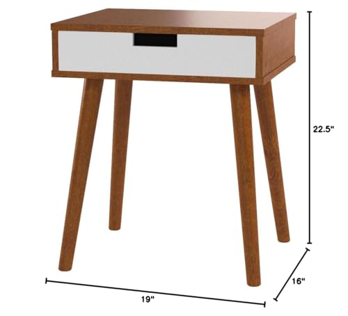 Legacy Decor Hardwood End Table NightStand with Drawer Walnut Finish