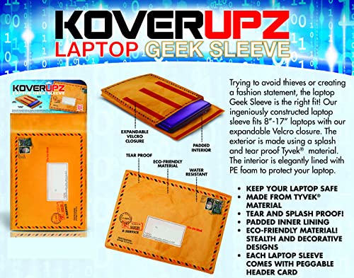 KOVERUPZ Adjustable Express Envelope Laptop Sleeve Laptop Sleeve fits 8"-17" laptops with Our Expandable Closure Disguise, Store and Protect Your Electronics!