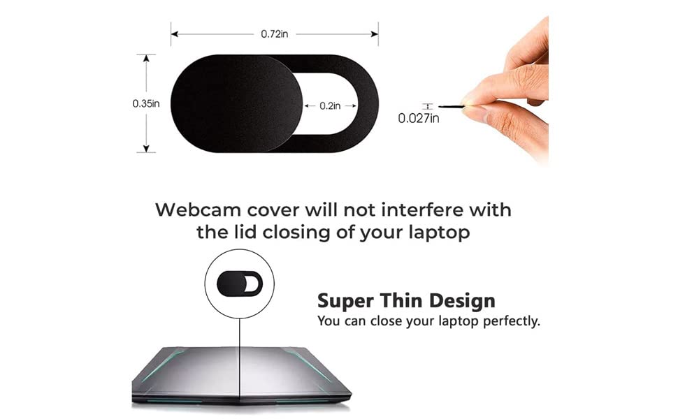 Laptop Camera Cover Slide 12 Pack Black&White, Webcam Cover Slide Phone Camera Cover, Ultra-Thin Computer Camera Cover Slide Blocker Slider Fits Most iPhone MacBook Laptop, Desktop, PC, Tablet…