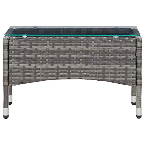 Higsose Coffee Table Gray 23.6"X15.7"X14.2" Poly Rattan,Dining Table,Living Room Tables,Pedestal Coffee Table,Tiny Coffee Table,Bar Table,Coffee Tables for Living Room