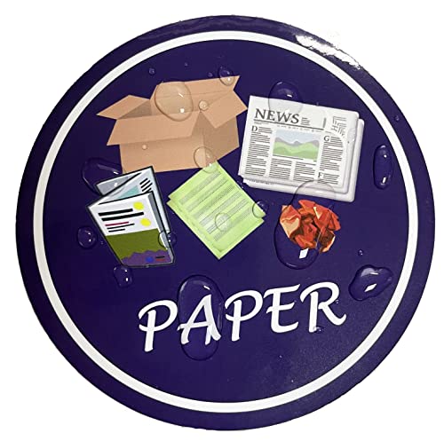 Set 6 Recycle Sticker for Trash Can Bins, Waterproof Anti-UV Strong Adhesive, Signs Decals Paper Glass Plastic Metal Trash Food Waste - Diam. 3.86"