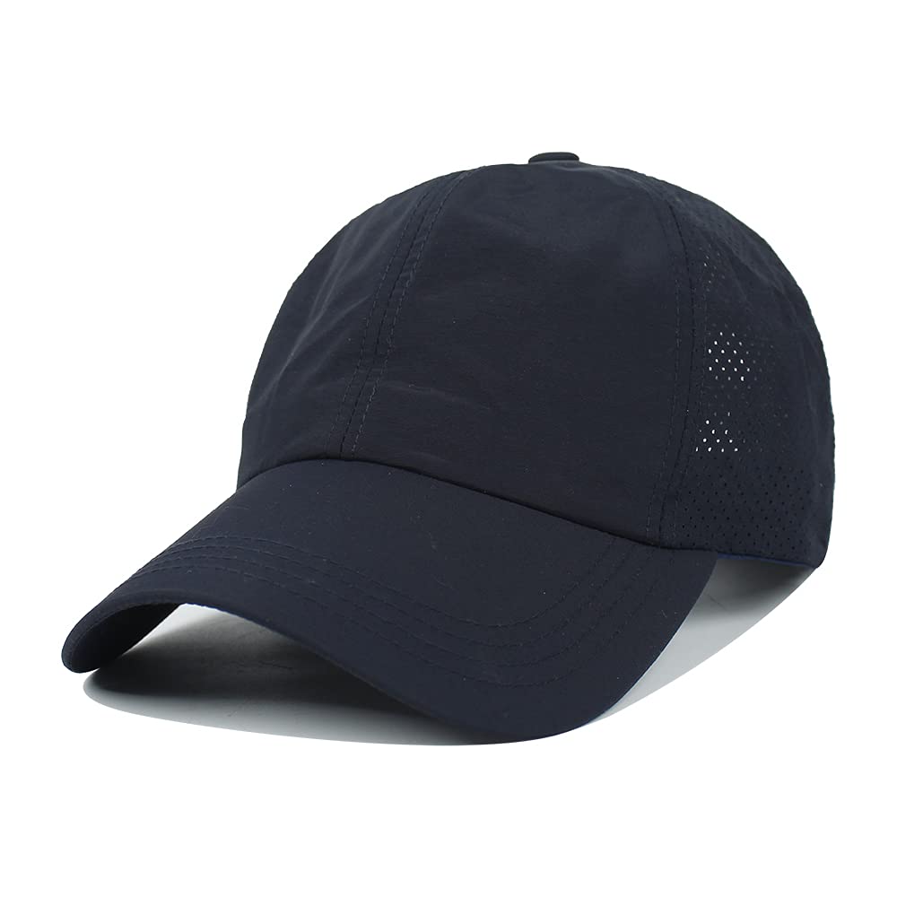 Bonvince Womens Criss Cross Ponytail Hat Quick Drying Baseball Cap Sun Hats UV Protection Sport Hat Black/Dark Blue