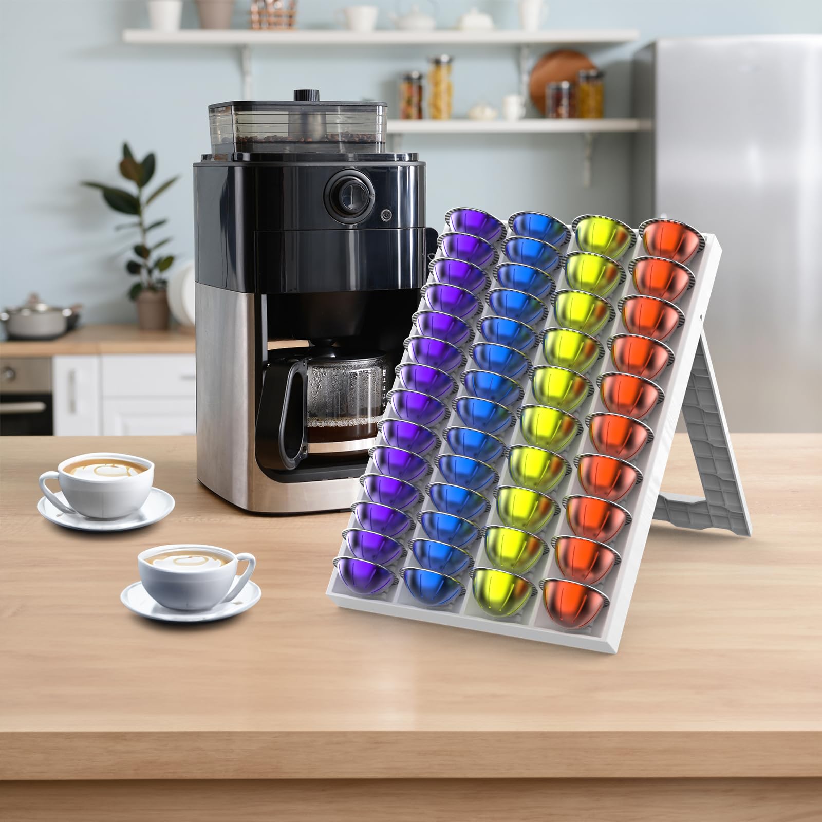 Coffee Pod Storage Holder Drawer Organizer for Nespresso Vertuo Capsule, Holder Tray Storage for Nespresso Pod, Compatible with 40 7.77fl oz or 56 1.35fl oz Pods for Kitchen Drawer, Office Countertop.