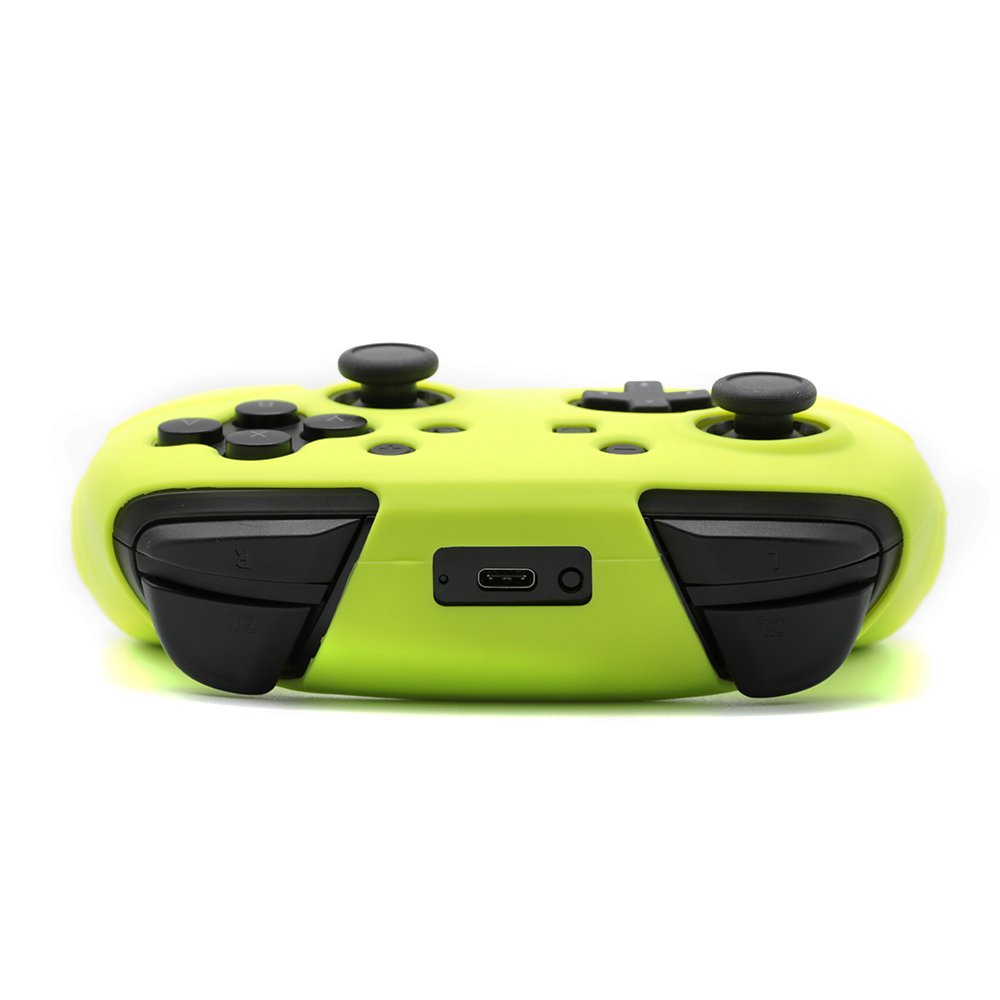 CHINFAI Silicone Case Grip for Nintendo Switch Pro Controller with 4 Pair/8 Pcs Thumbstick Caps, (Yellow)
