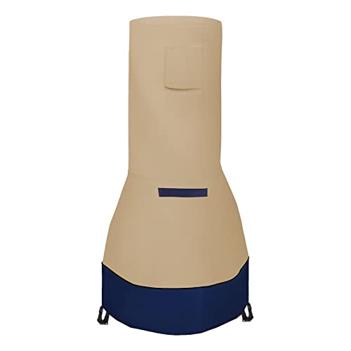 DUSTYPROTE Chiminea Cover,Weather-Proof Chiminea Fire Pit Cover,Fire Pit Heater Cover Waterproof,Clay Chiminea Cover Large Size, Khaki Patchwork Dark Blue, Cover Only