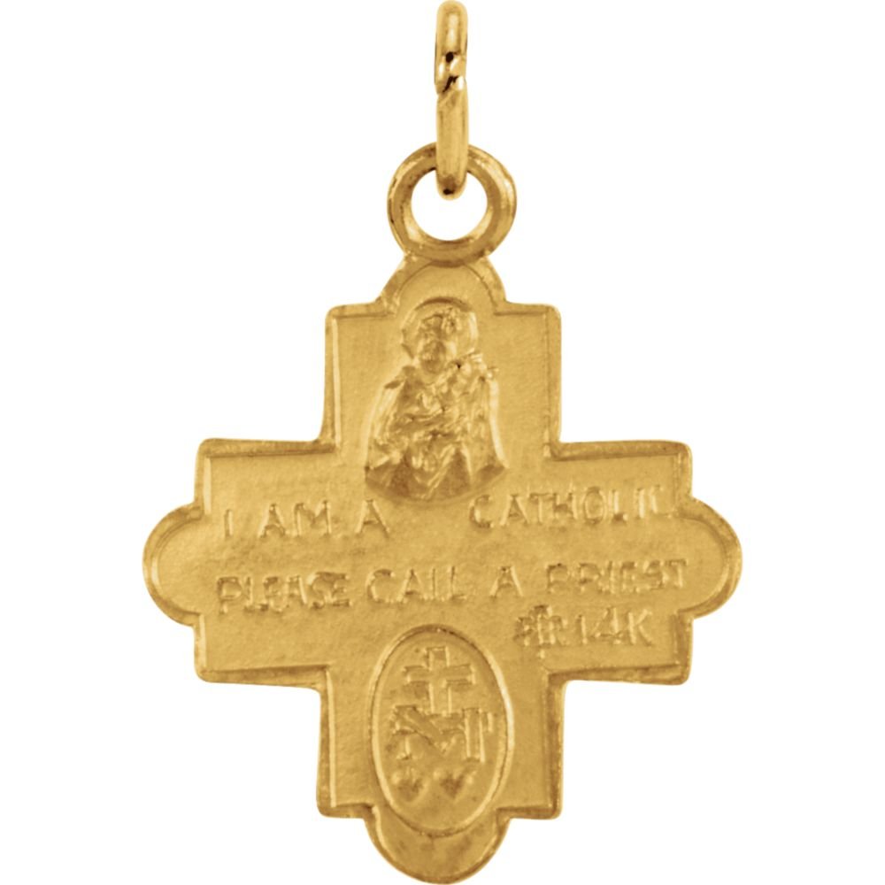 Bonyak Jewelry 14k Yellow Gold 12x12 mm Four-Way Cross Medal (Petite Size)