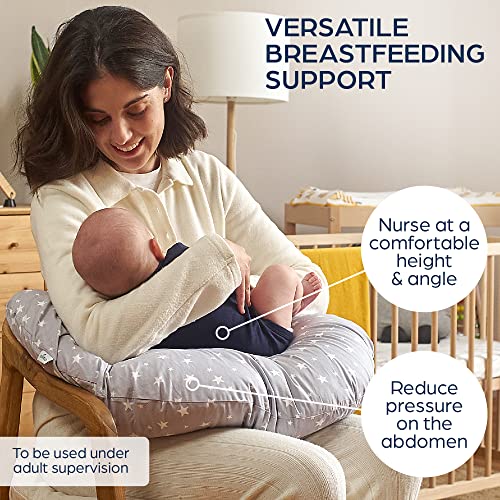 Niimo Nursing Pillow for Breastfeeding - Multifunctional Breast Feeding Pillows for Mom, Nursing Pillows for Breastfeeding, Baby Support, Breastfeeding Pillows, Removable Cover, Grey Star White