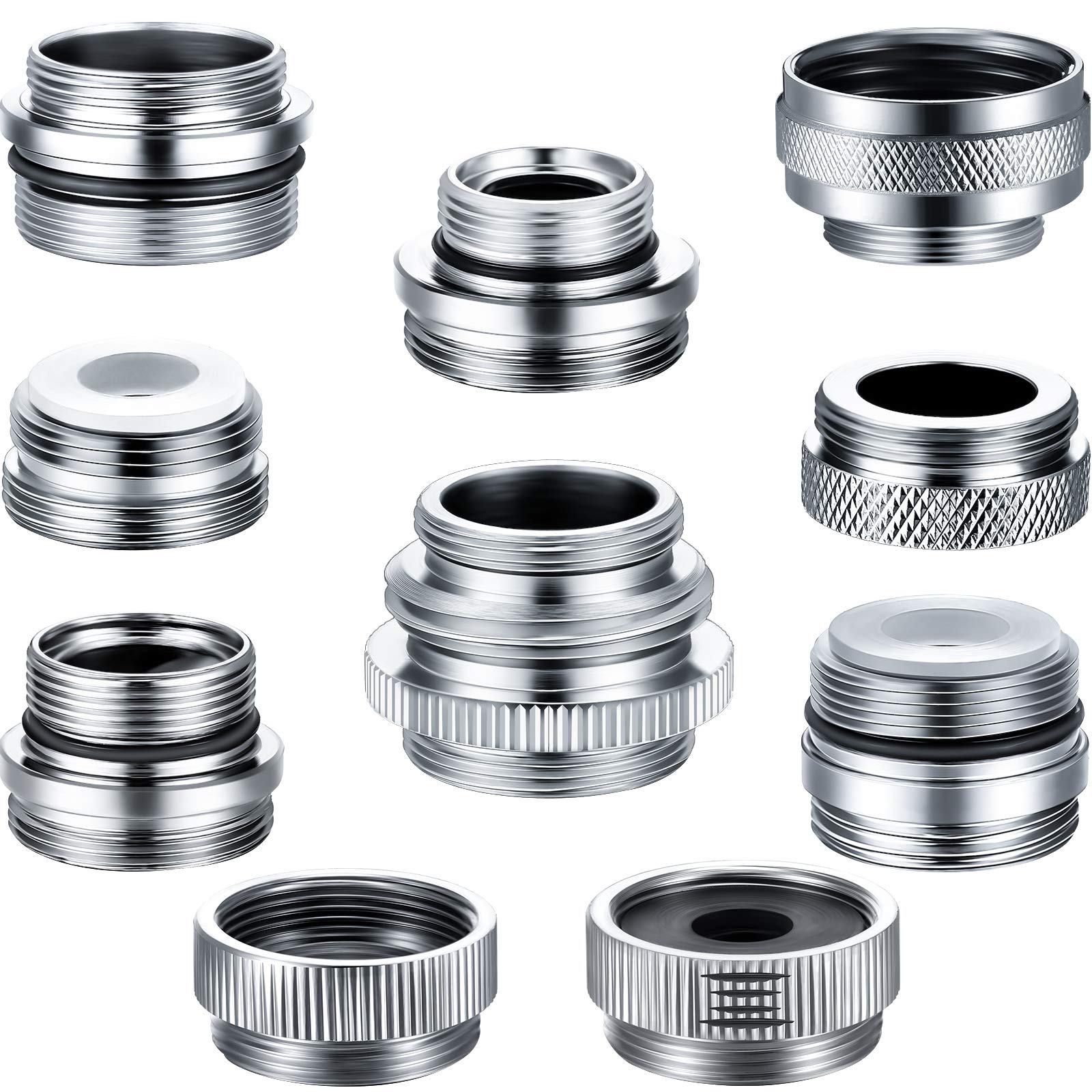 Faucet Adapter Kit Kitchen Sink Brass Aerator Adapter Solid Male/Female Faucet Adapter to Connect Garden Hose, Water Filter, Standard Hose via Diverter (10 Pieces,Multiple Sizes)